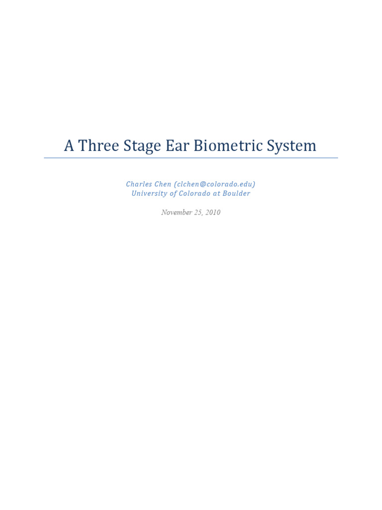 A Three Stage Ear Biometric System - Charles Chen | PDF | Image Segmentation | Computer Vision