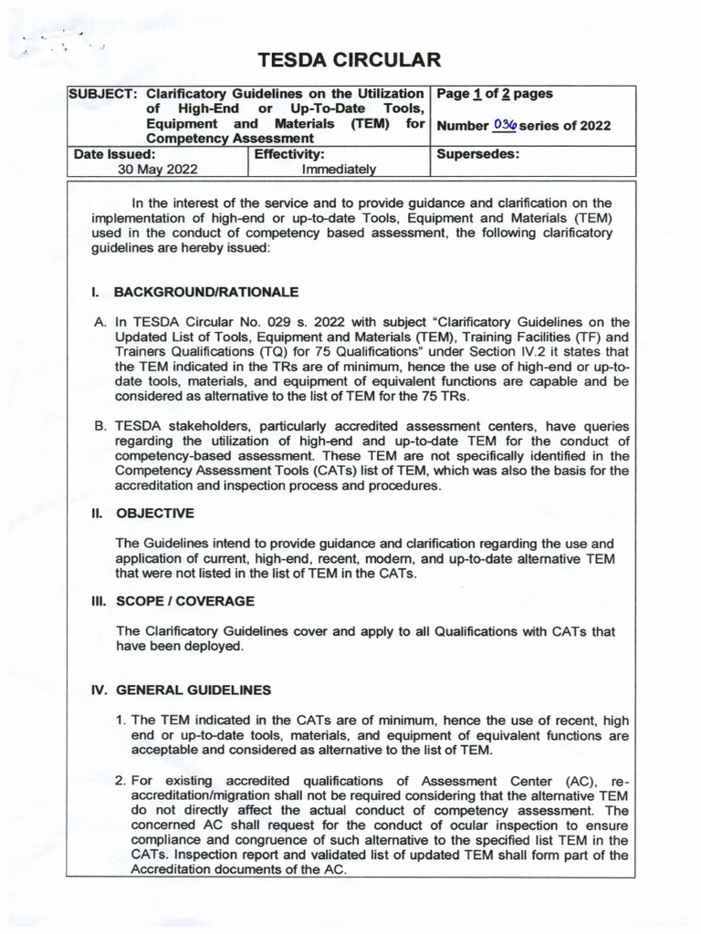 TESDA Guidelines for High-End TEM Use | PDF
