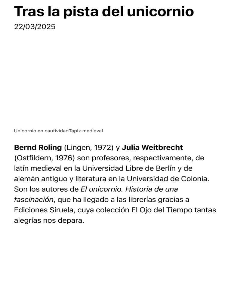 Historia y simbolismo del unicornio | PDF | Unicornio | Traducciones