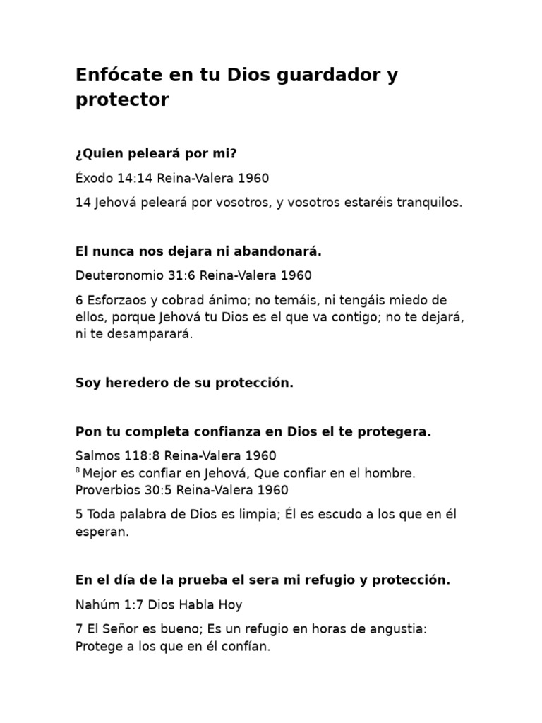 Enfócate en Tu Dios Guardador y Protector | PDF