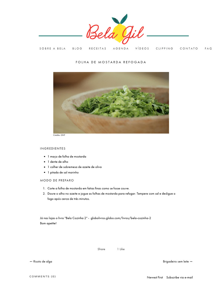 Folha de mostarda refogada — Bela Gil | PDF