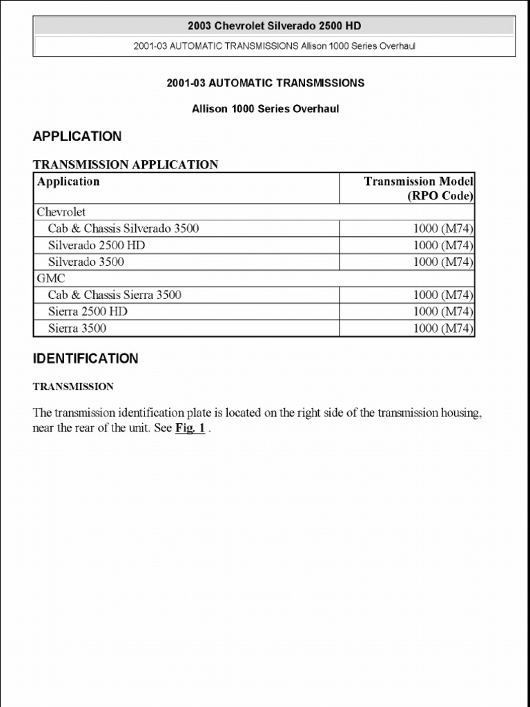 Allison Automatic Transmission Overhaul | PDF