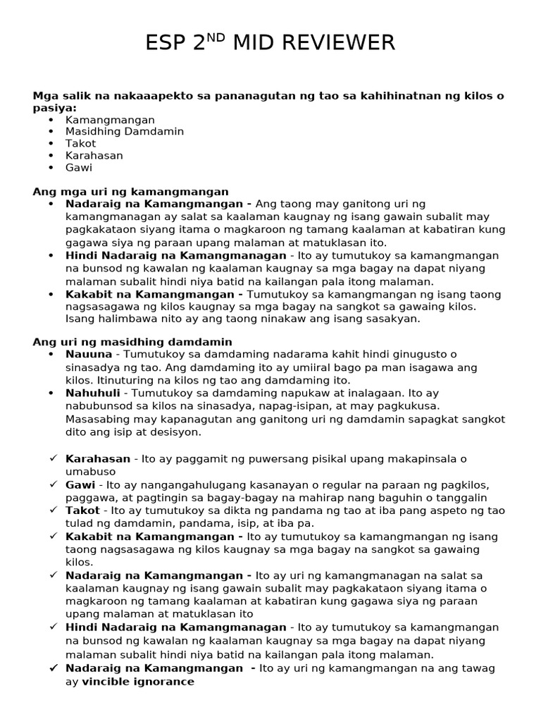 Esp 2ND Mid Reviewer | PDF