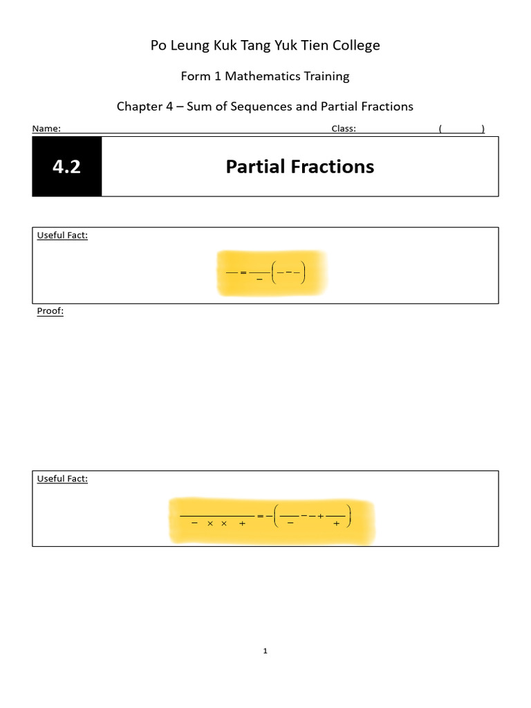 Form 1 Math: Sequences & Fractions | PDF | Numbers | Mathematical Concepts