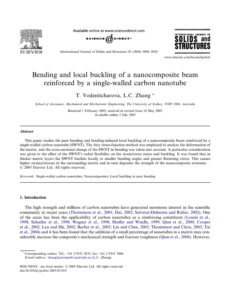 Bending and Local Buckling of A Nanocomposite | PDF | Carbon Nanotube ...