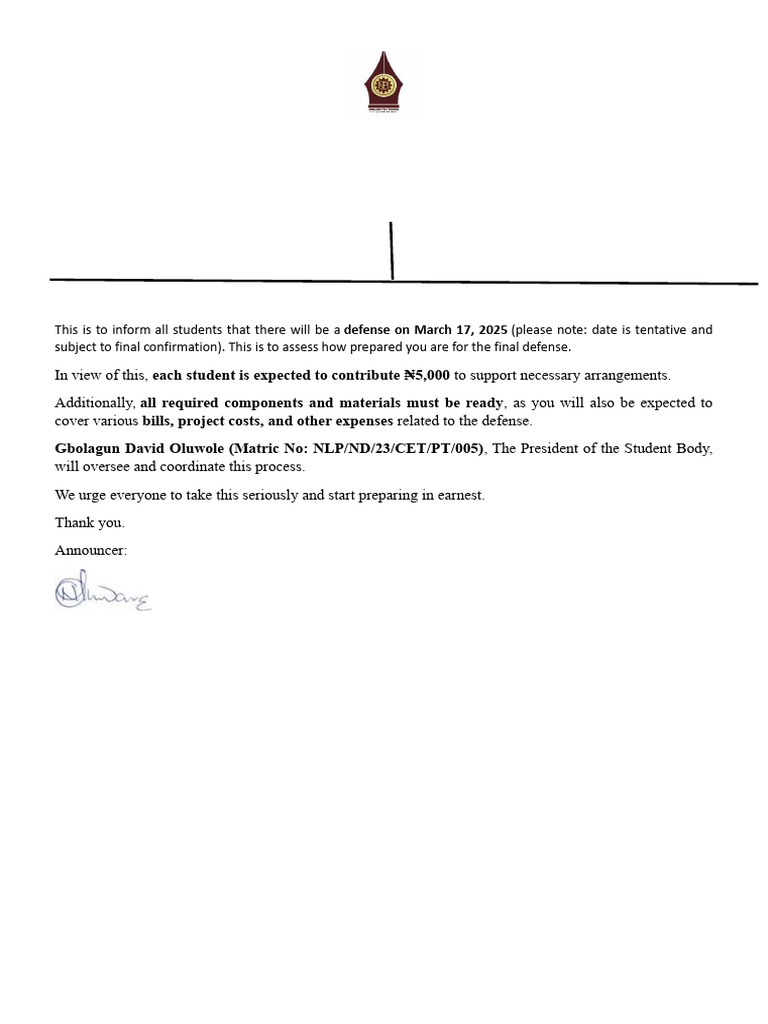 Notice On Defense Preparation | PDF