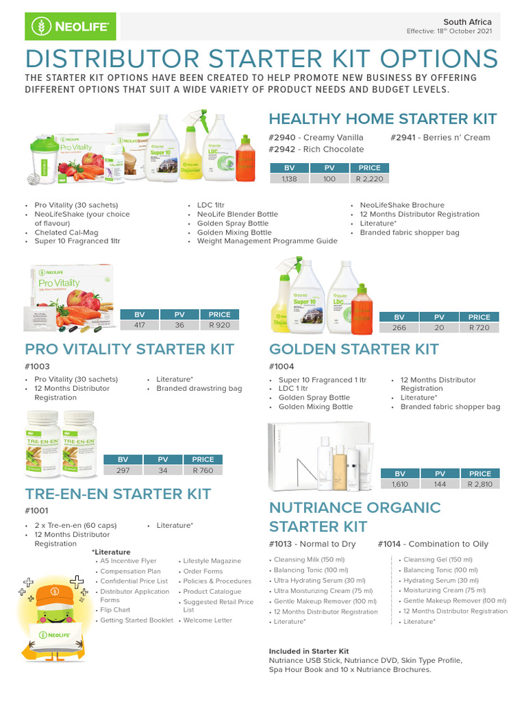 NeoLife Distributor Starter Kits Guide | PDF