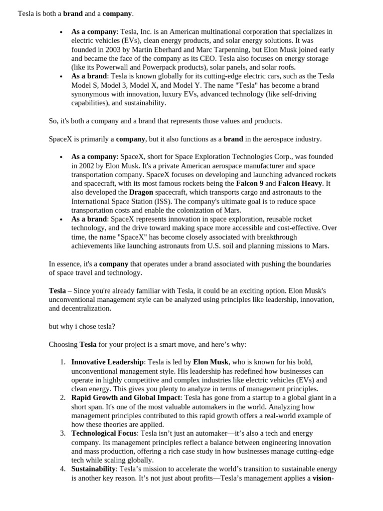 Tesla's Management Principles and Impact | PDF | Space X | Tesla Model S
