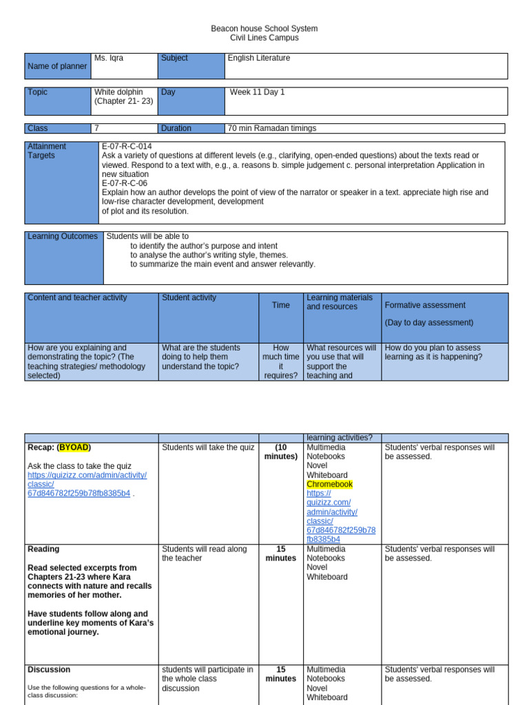 Term 2 Week 11 Eng G7 LP | PDF | Learning | Narration