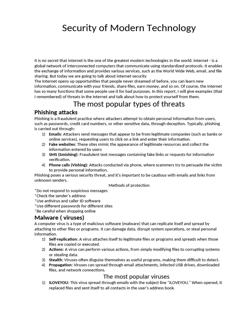 Security of Modern Technology | PDF | Computer Virus | Malware