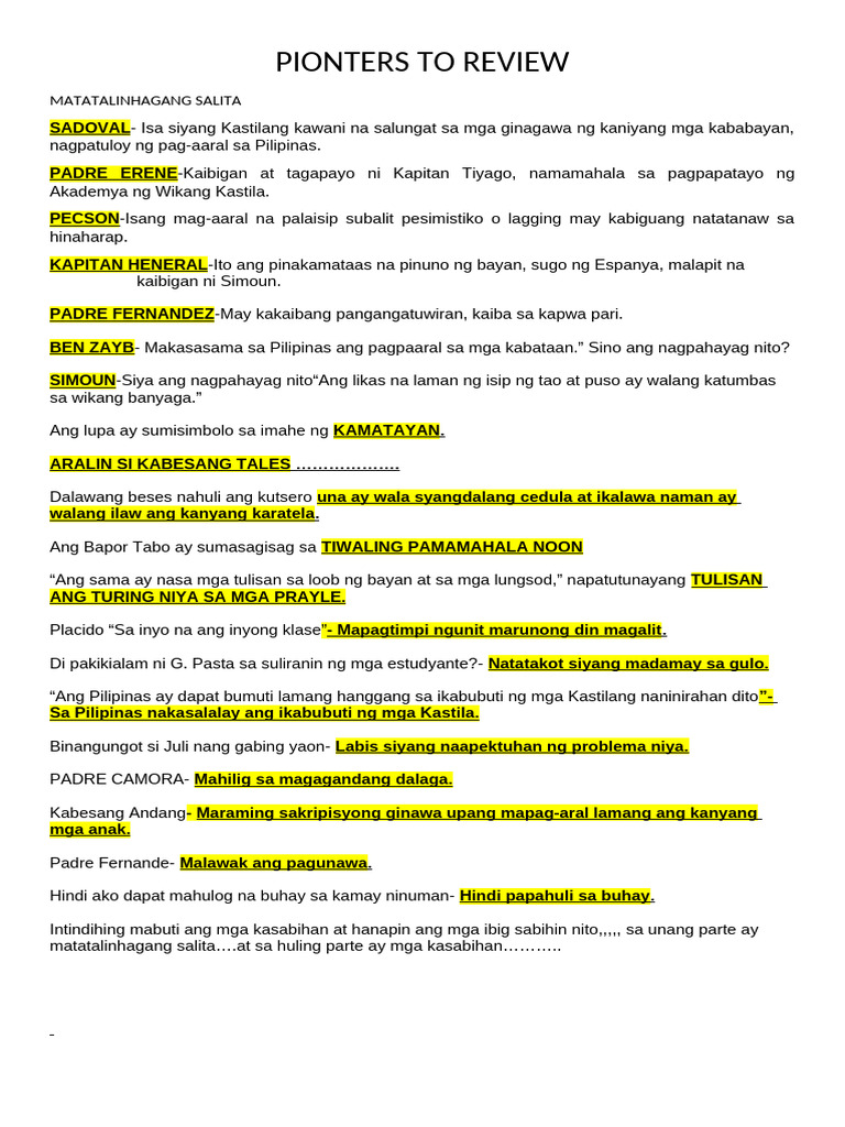 Pionters To Review | PDF