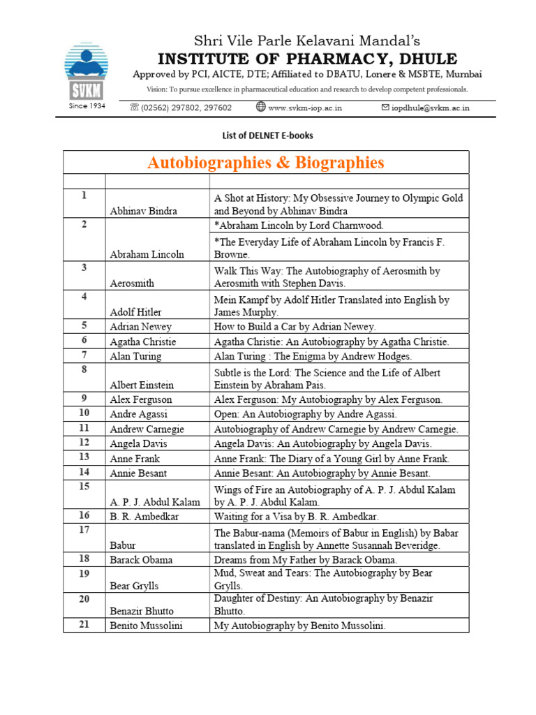 E Books Autobiographies | PDF