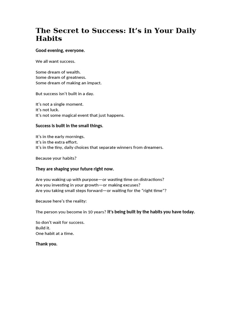 The Secret To Success | PDF