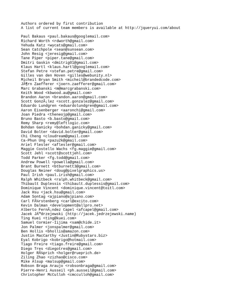 Team Members by First Contribution | PDF