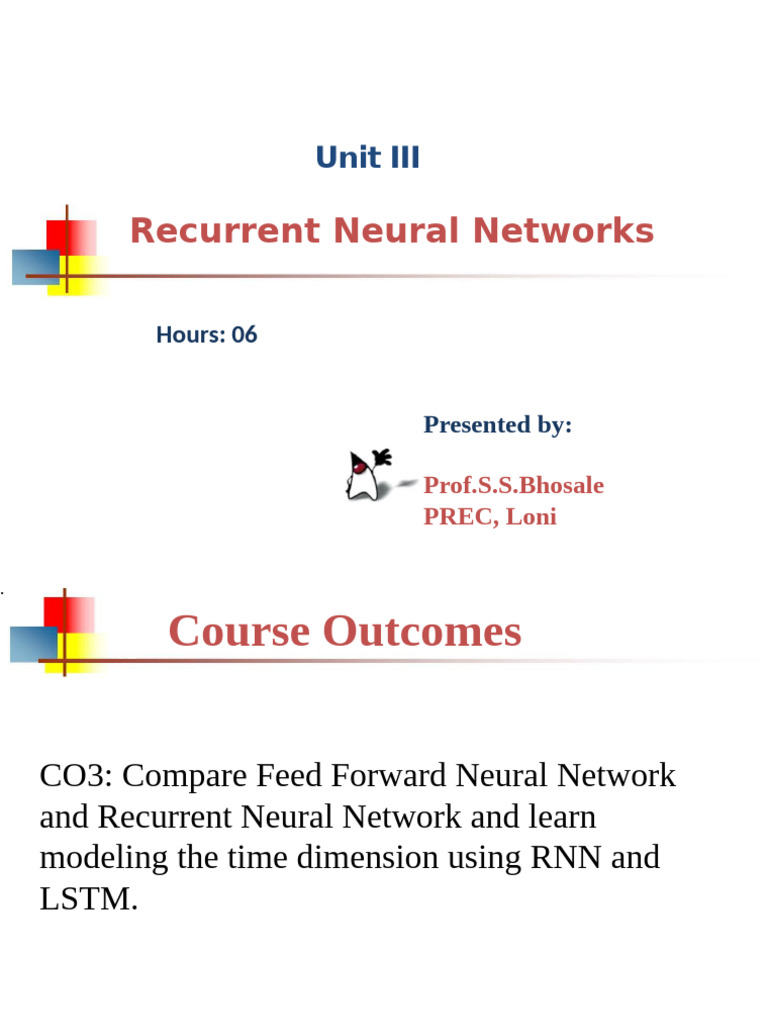 Unit III - Recurrent Neural Networks | PDF | Statistical Classification | Cognitive Science