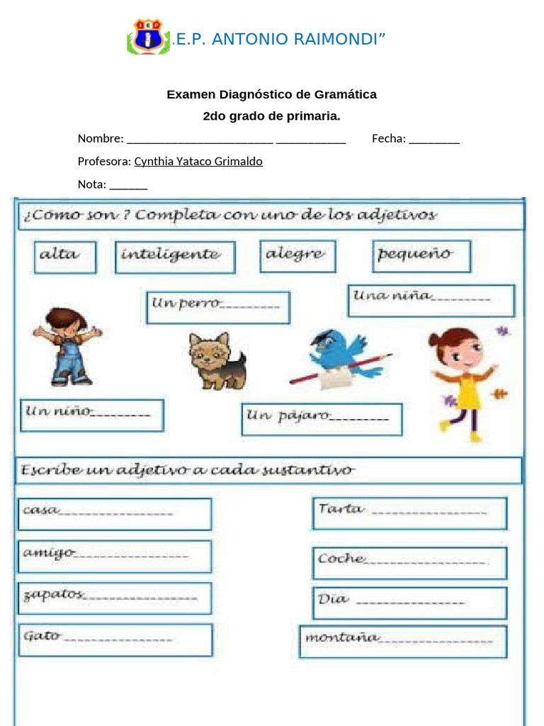 Examen Diagnóstico de Gramática | PDF