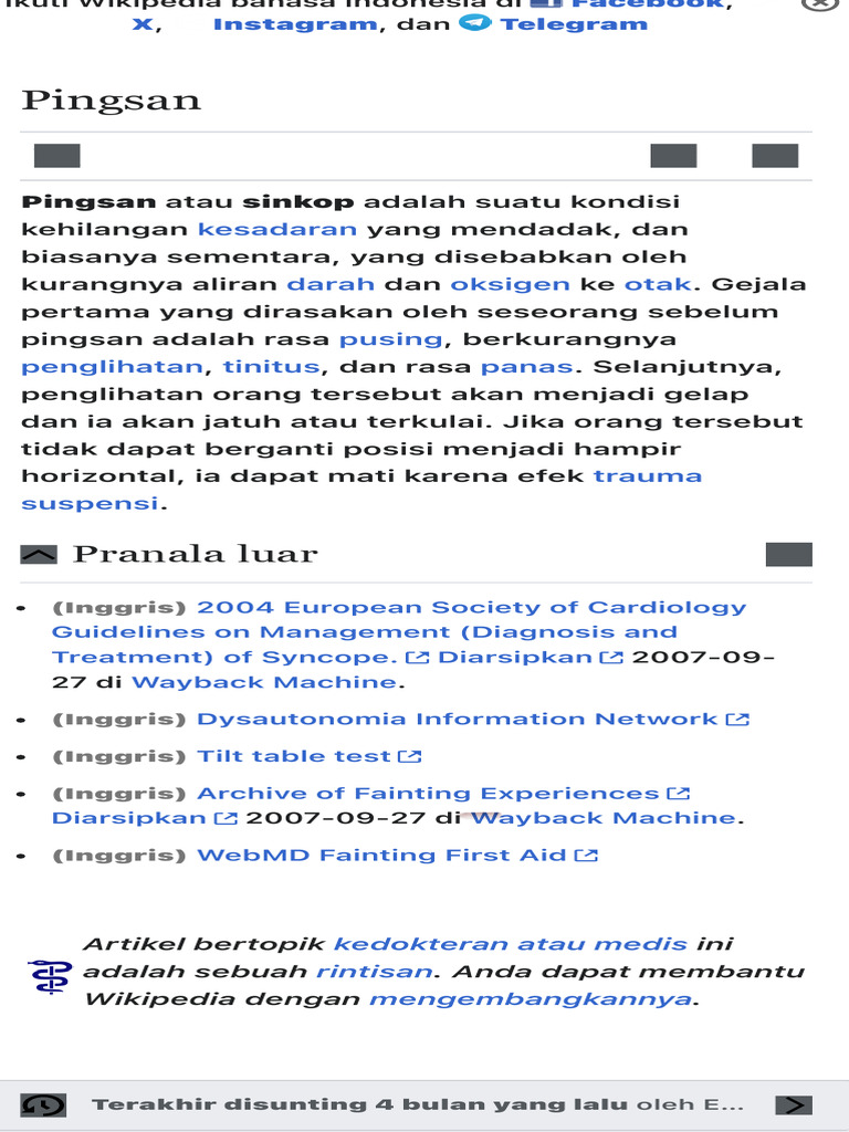 Pingsan - Wikipedia Bahasa Indonesia, Ensiklopedia Bebas | PDF