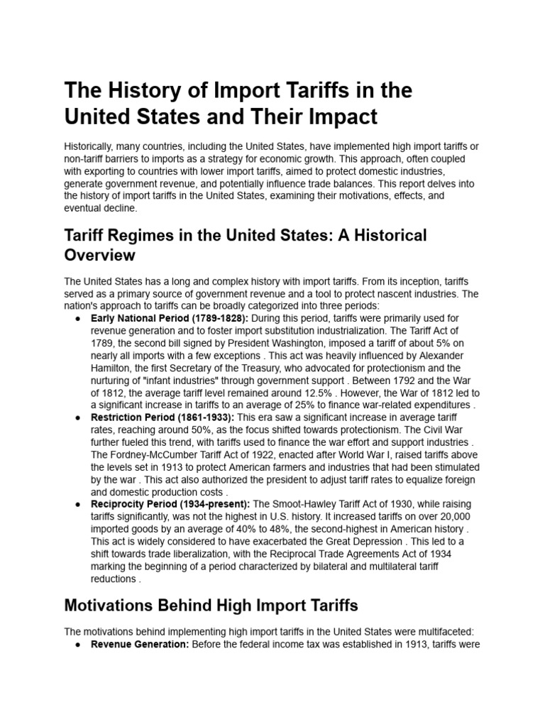 US Historical Import Tariff Strategy | PDF | Tariff | Protectionism