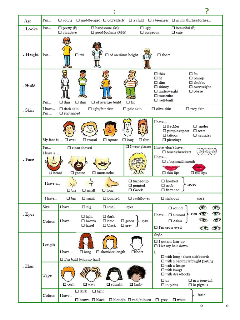 5 - Vocabulary - Describing People | PDF | Hair | Beauty
