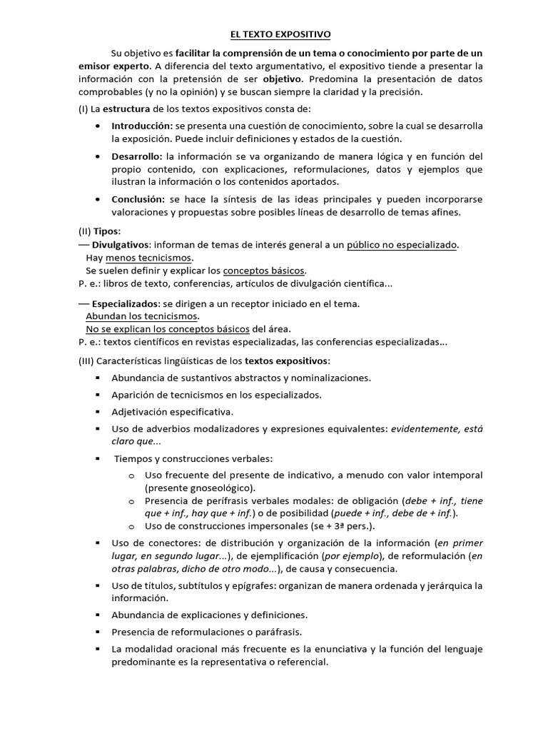 Guía del Texto Expositivo: Estructura y Tipos | PDF | Conocimiento ...