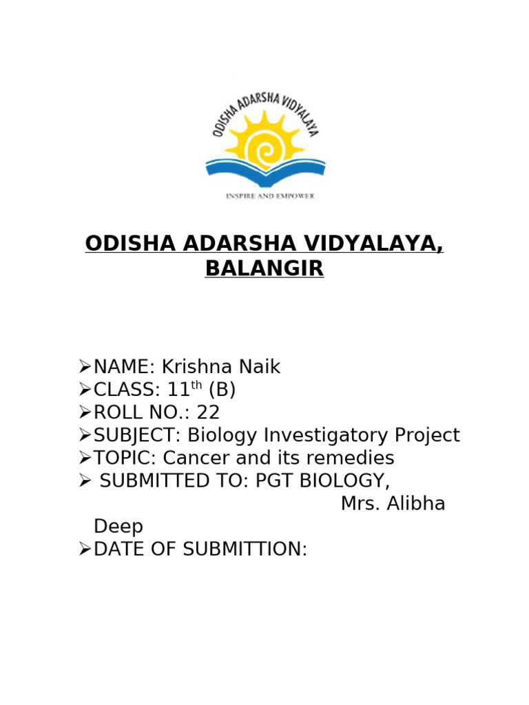 Class 11 Biology Project | PDF | Cancer | Metastasis