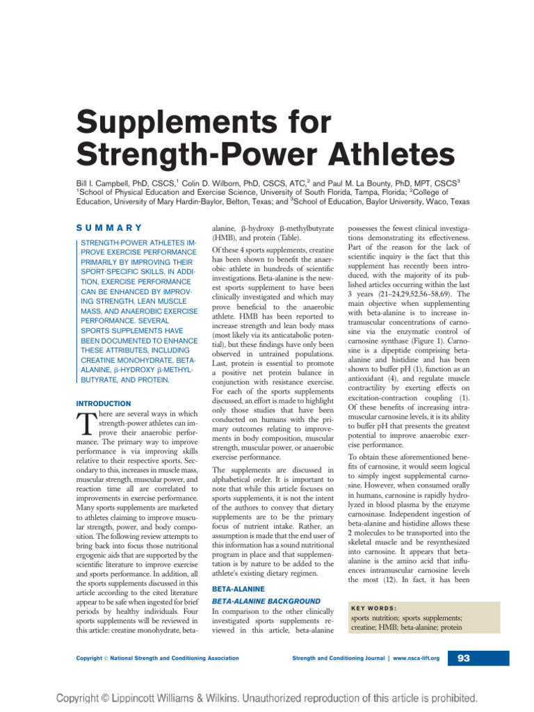 Supplements_for_Strength_Power_Athletes.13 | PDF | Strength Training ...