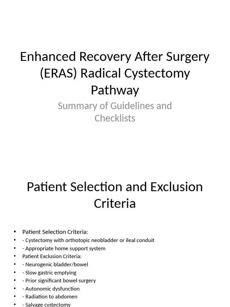 ERAS Radical Cystectomy Pathway | PDF | Medicine | Surgery