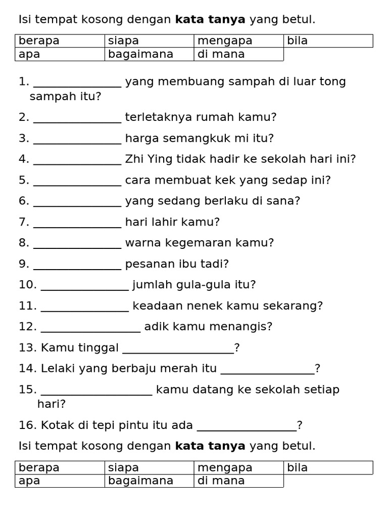 Tatabahasa - Kata Tanya | PDF