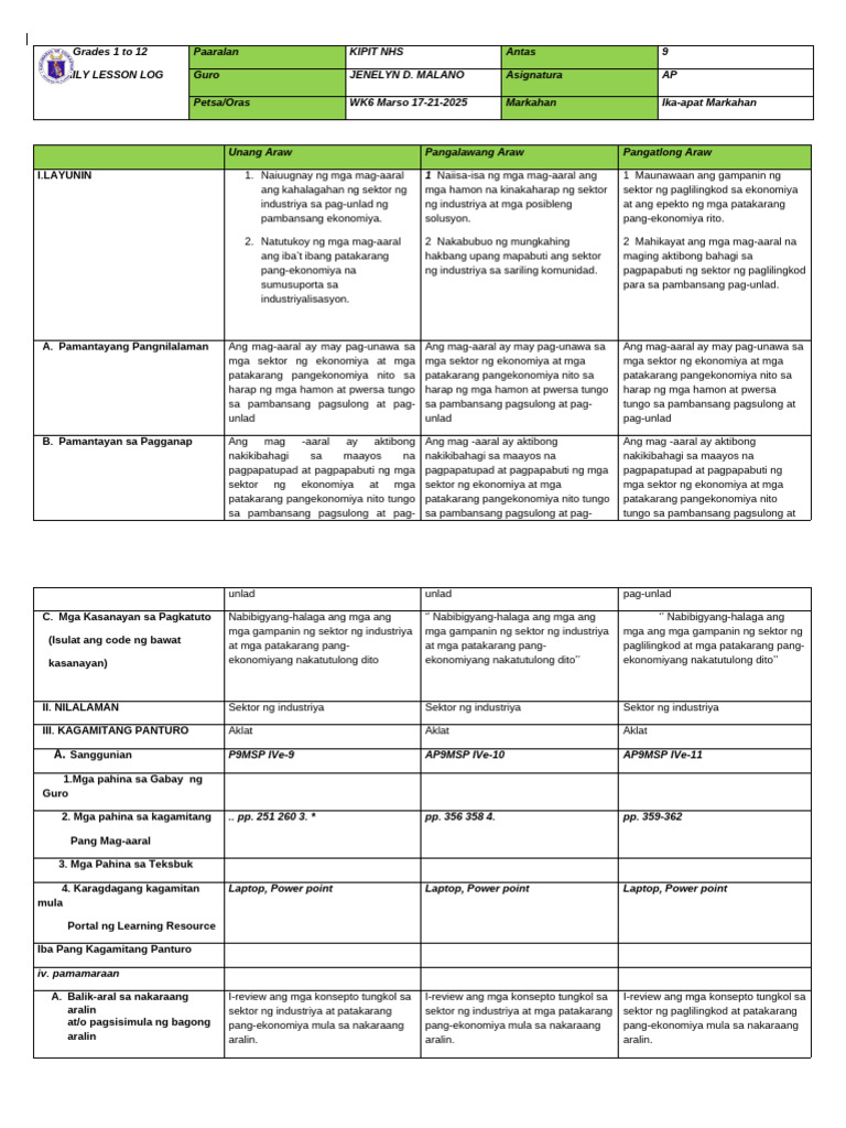 AP9 Q4 WK6 DLP | PDF