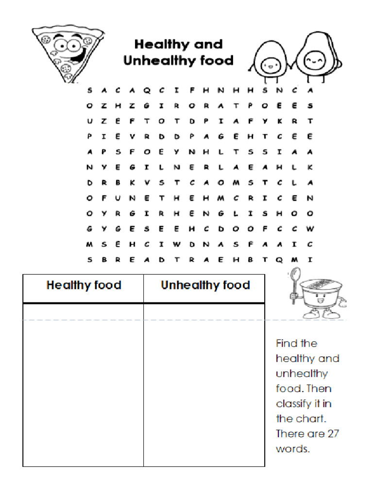 healthy and unhealthy food puzzle | PDF