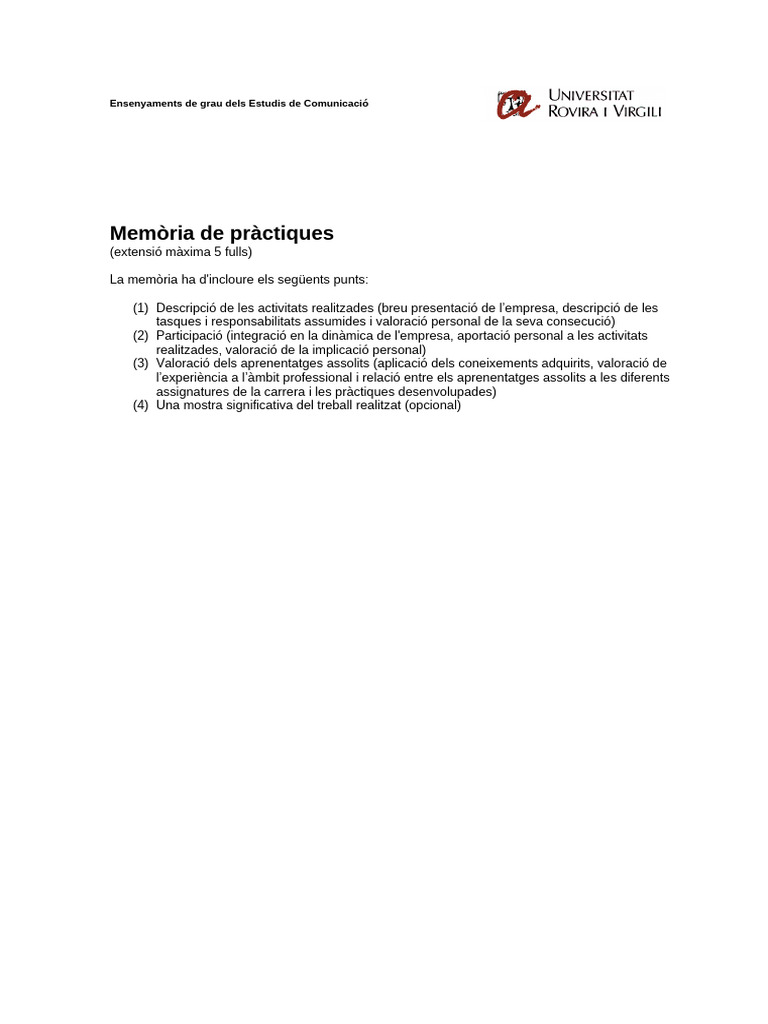 Model Memòria de Pràctiques 15-16 | PDF