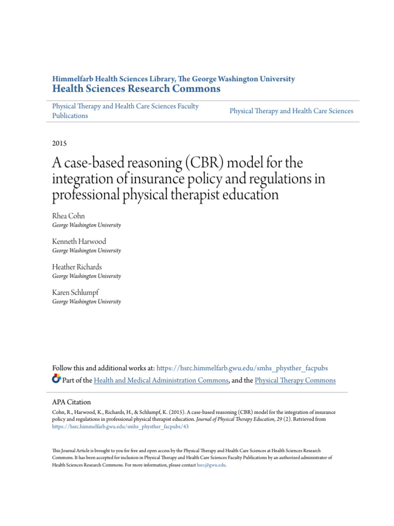A Case-Based Reasoning (CBR) Model For The Integration of Insuran | PDF | Physical Therapy ...