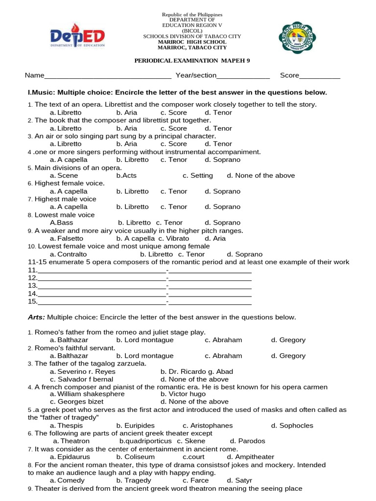 Mapeh 9 4th Quarter Exam | PDF | Atmosphere Of Earth | Stratosphere