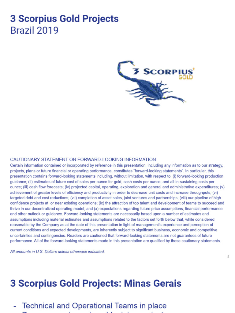 3 Scorpius Gold Projects Brazil 2019 | PDF | Mining | Economies