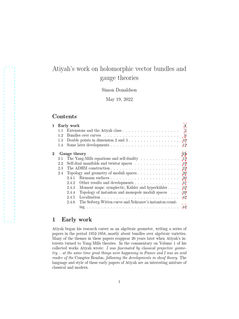 Holomorphic Vector Bundles and Gauge Theories | PDF | Differential Geometry | Topology
