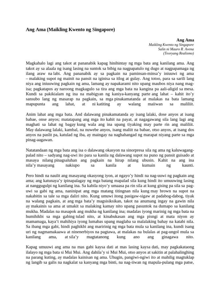 Ang Ama Maikling Kwento NG Singapore-2 | PDF