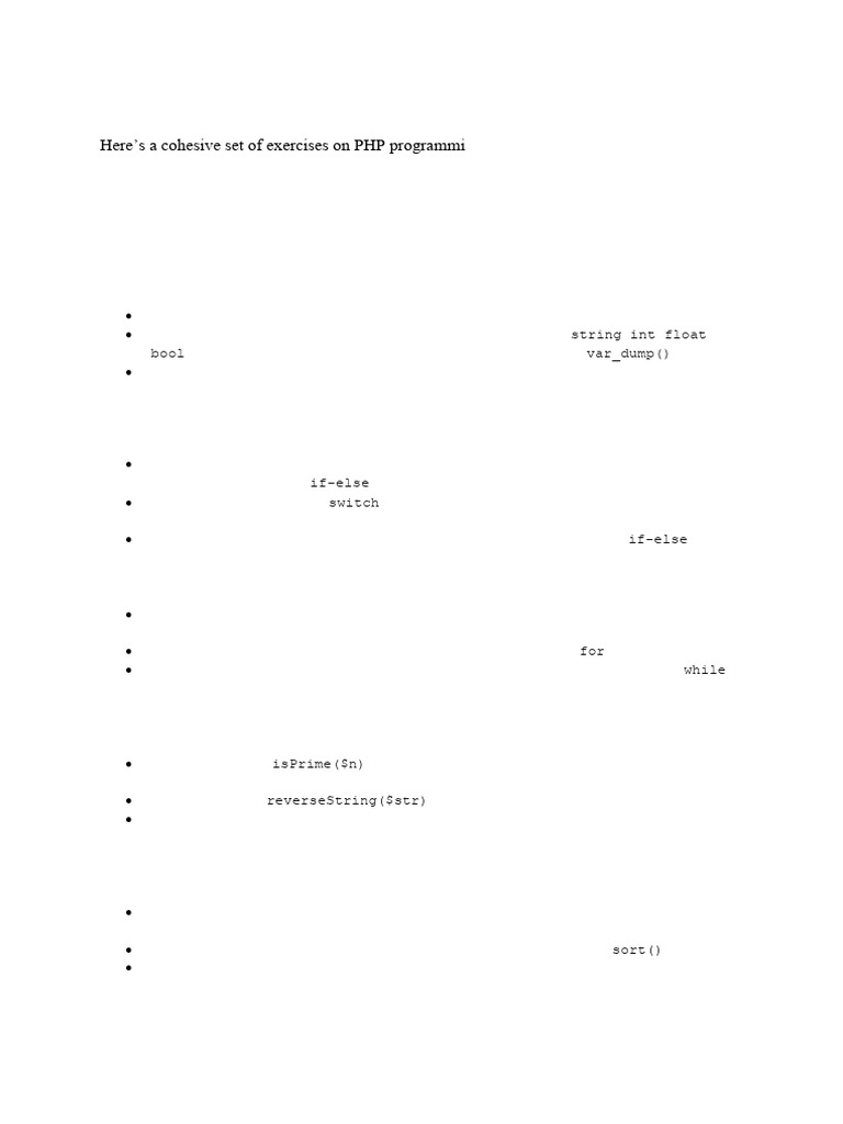 Exercices On PHP Programming Language | PDF | Php | Control Flow