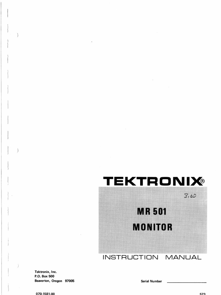 Tektronix MR501 Monitor - Instruction Manual | PDF | Amplifier | Electronics
