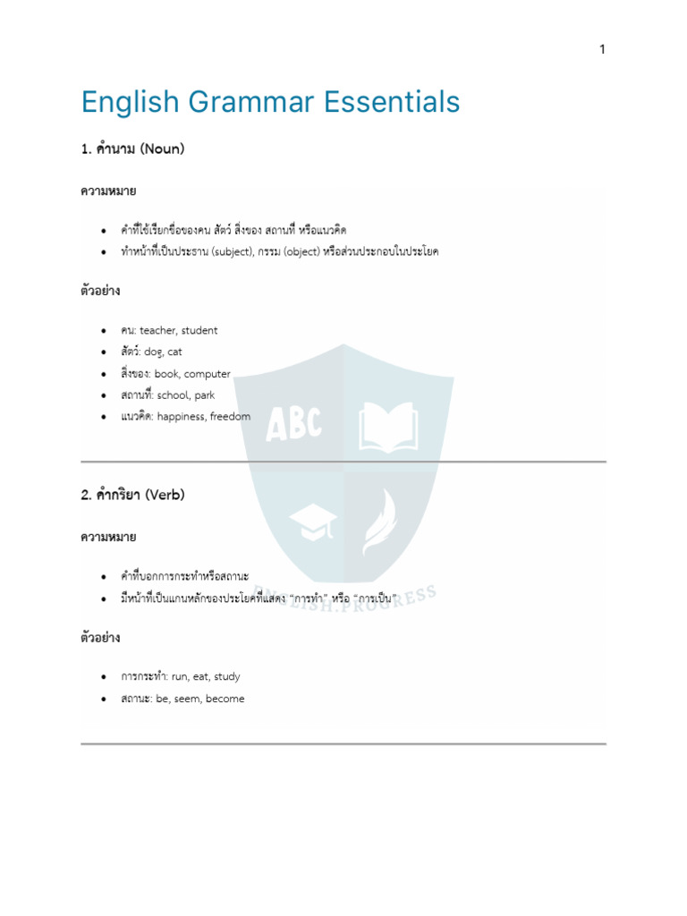 English Grammar Essentials - English - Progress | PDF