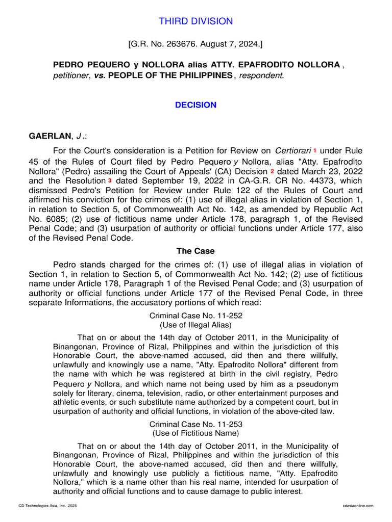 Pequero y Nollora v. People | PDF | Public Law | Justice