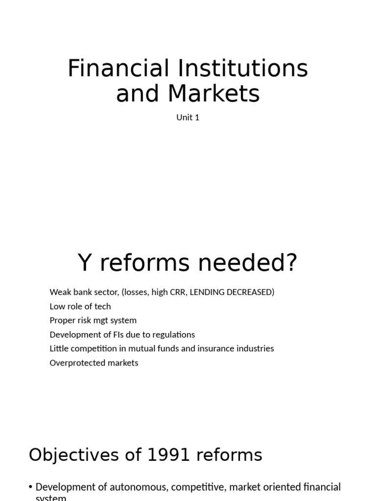Reforms in Indian Financial Institutions | PDF | Reserve Bank Of India ...
