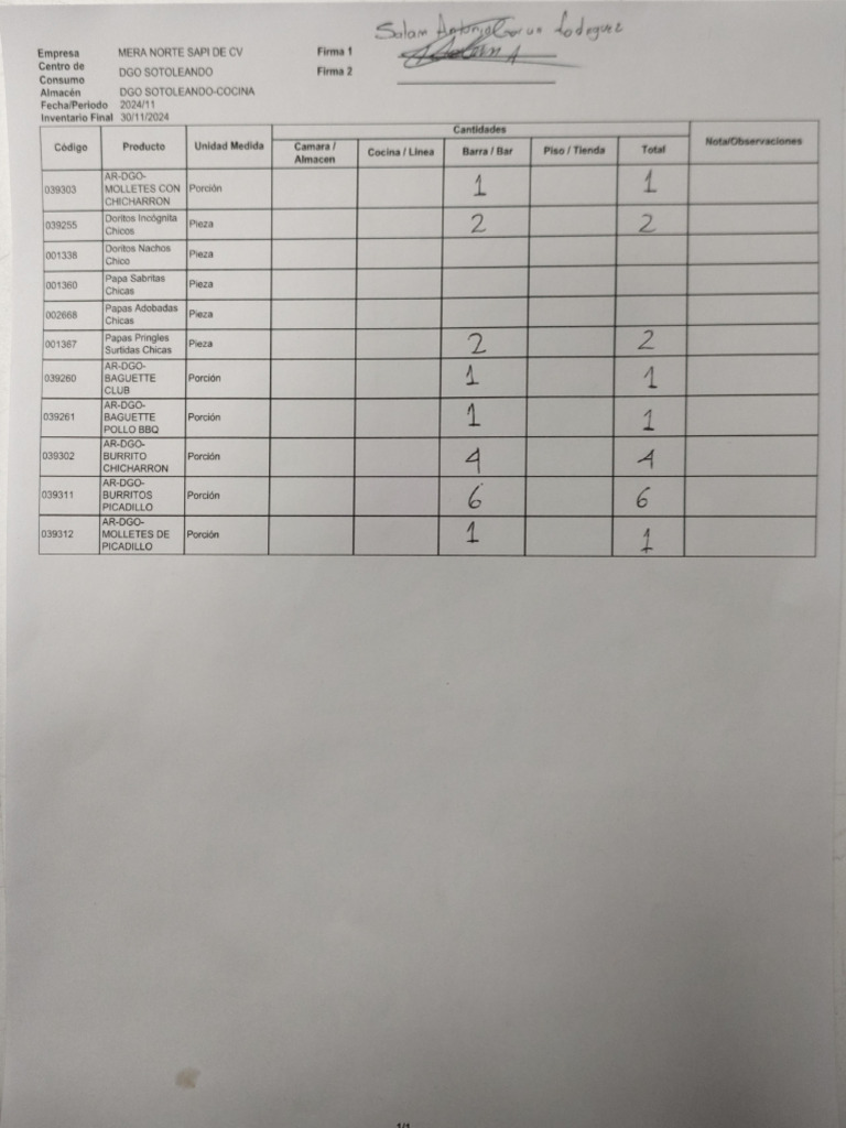Inventario Noviembre 2024 | PDF