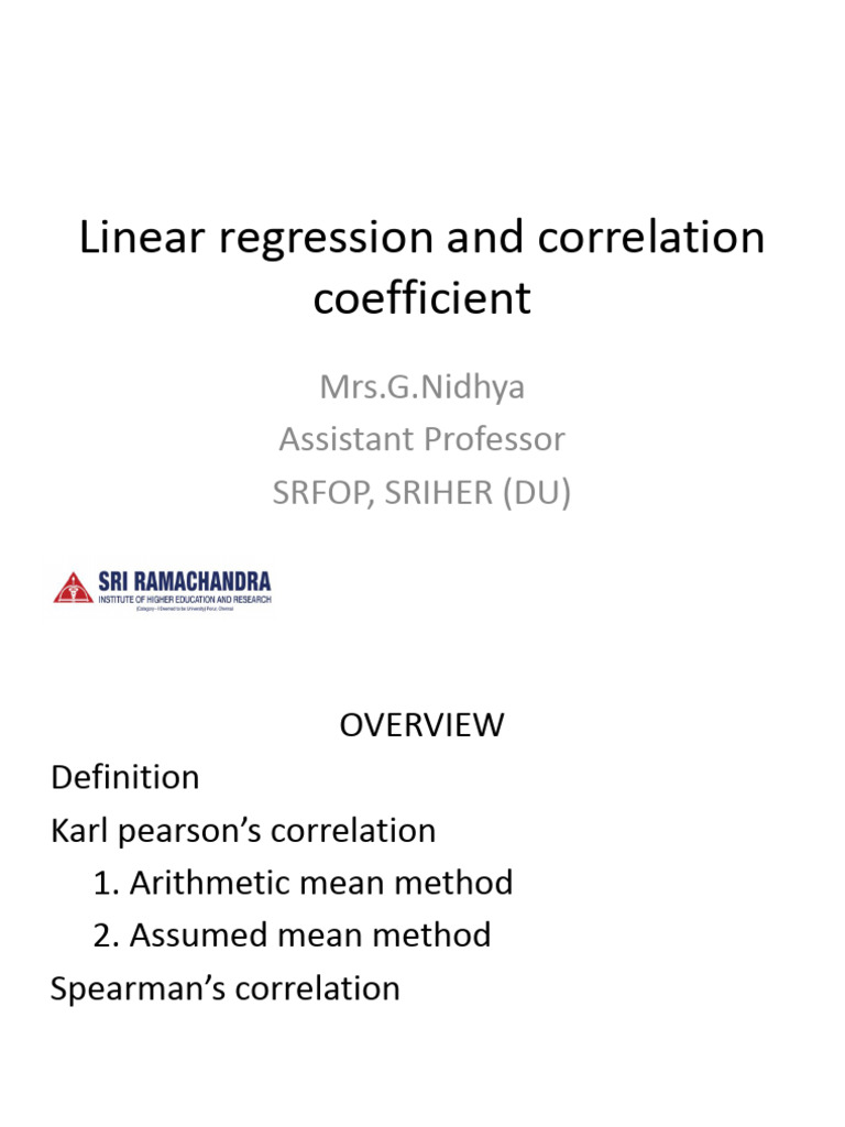 Correlation Co Efficient and Regression Analysis (Autosaved) | PDF ...