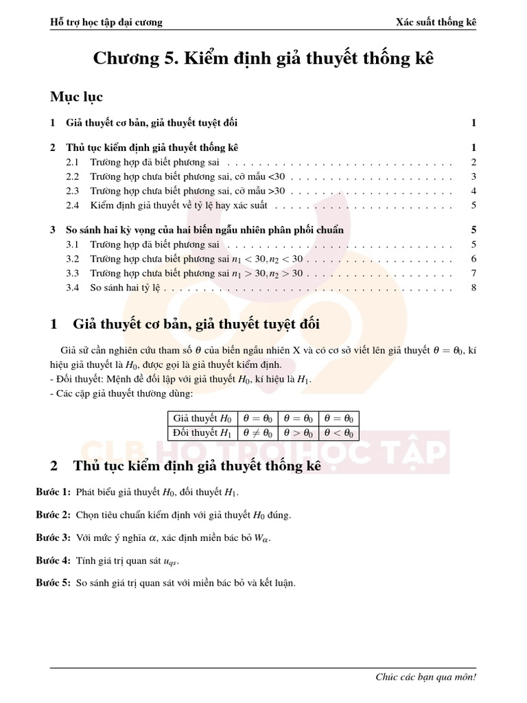 Lý - Thuyết - XSTK - Chương 5 | PDF