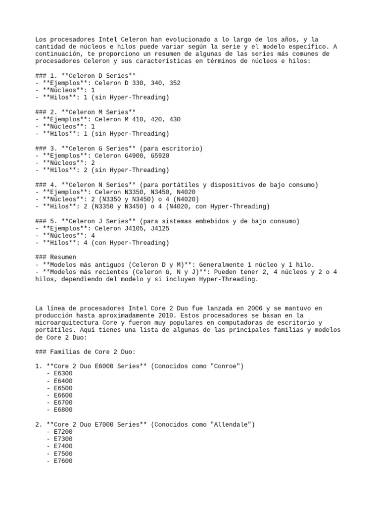 Procesadores Intel Gran Explicacion | PDF | Microprocesador | Ingeniería Informática