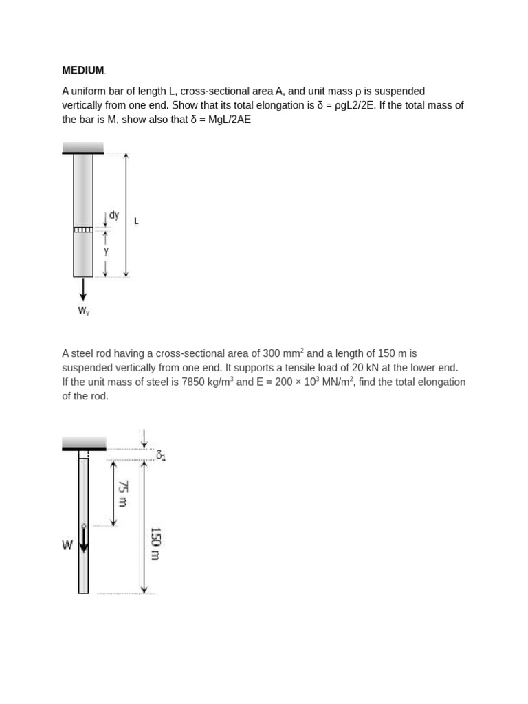 Elongation and Load Calculations in Bars | PDF