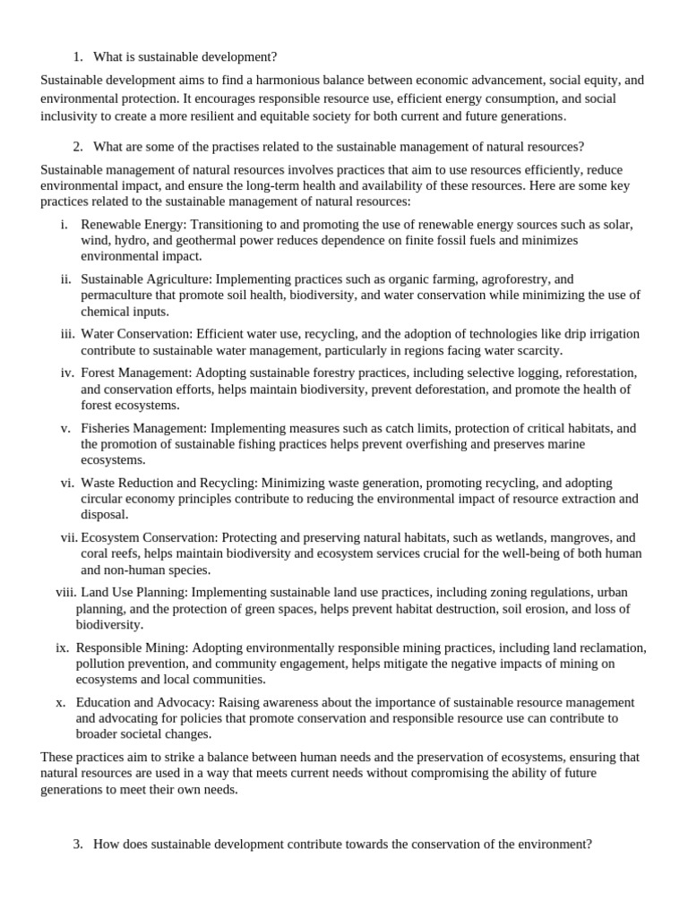 Sustainable Management of Natural Resources | PDF | Sustainability ...