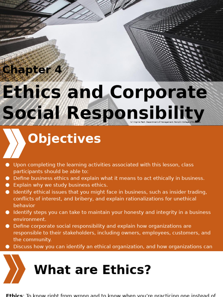CH4 Ethics and Social Responsibility-Slides | PDF | Business Ethics ...