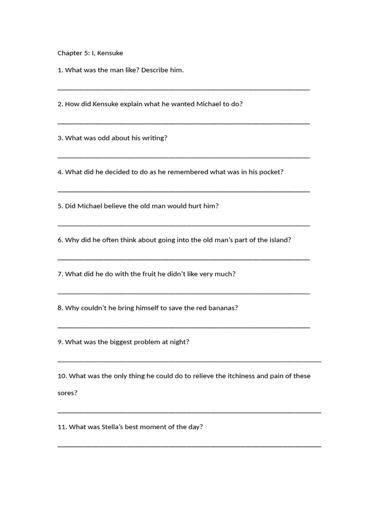 Chapter 5 Kensuke's Kingdom Exercises | PDF