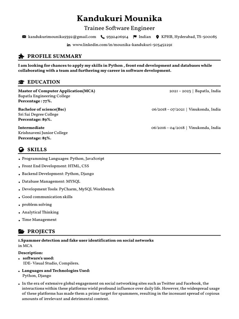 Kandukuri - Mounika - Resume - 18 10 2023 15 37 56 | PDF | Usability | Computing
